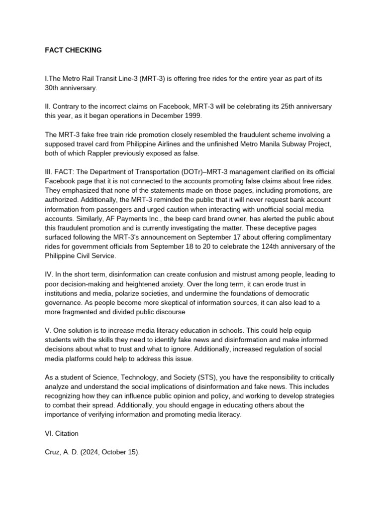 FACT CHECKING | PDF | Facebook | Public Sphere