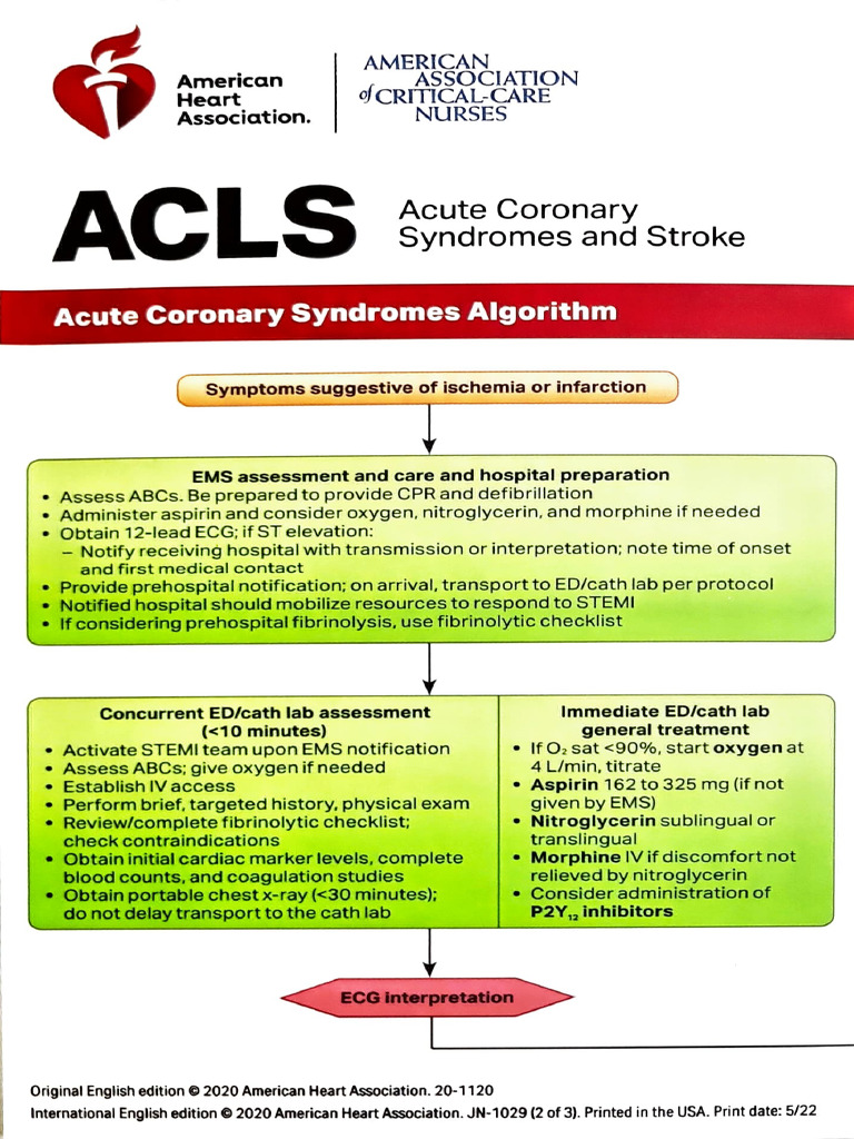 Acls,acute coronary syndrome and stroke | PDF | Myocardial Infarction ...