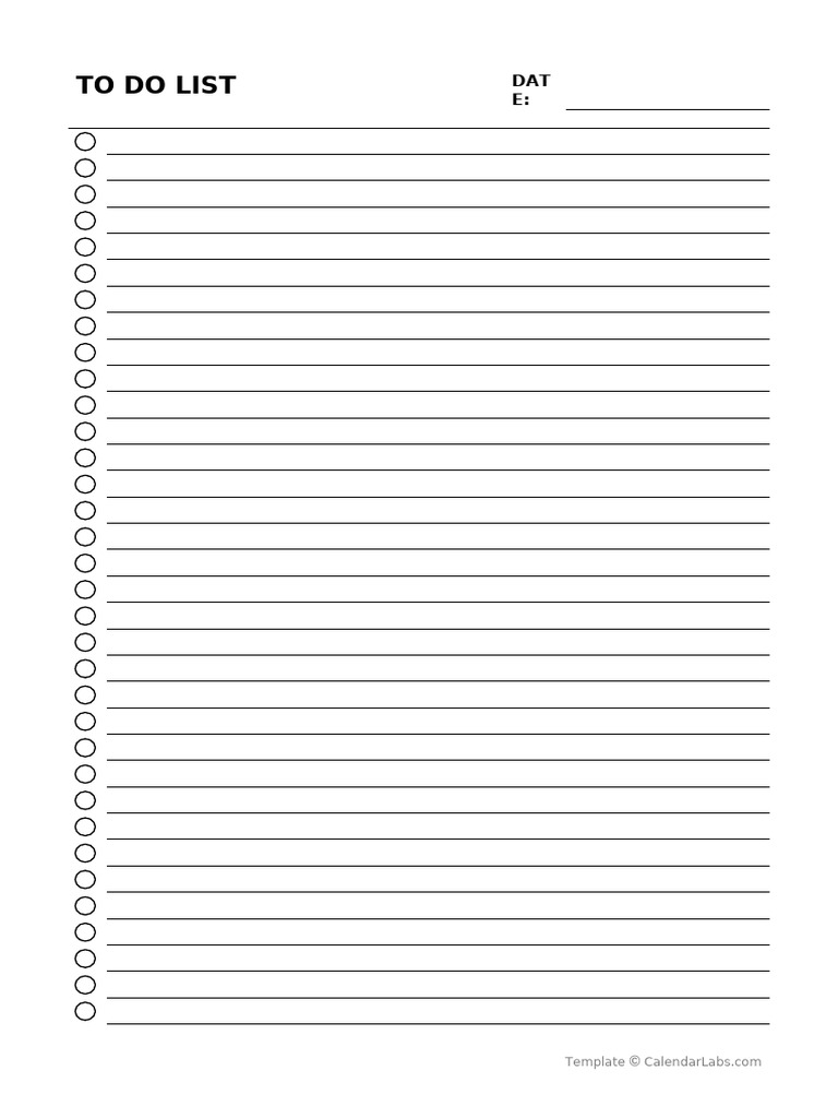 To Do List Template Word | PDF