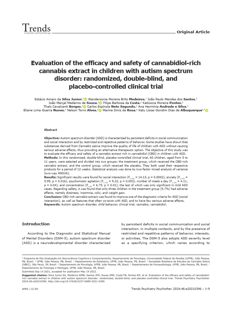 canabis for ASD | PDF | Autism Spectrum | Analysis Of Variance