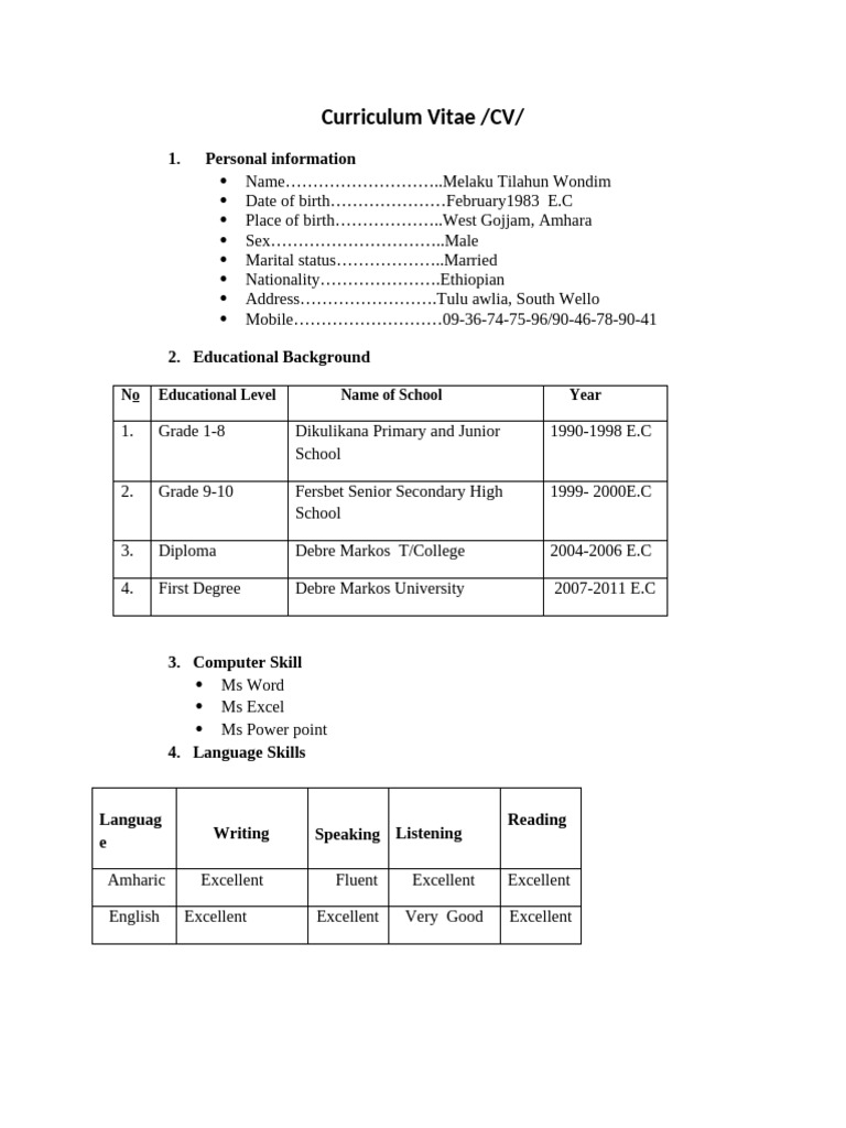 Curriculum Vitae /CV/: 1. Personal Information | PDF | Linguistics