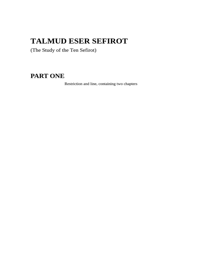 Talmud Eser Sefirot (Part 1) - Combined - F | PDF | Jewish Theology ...