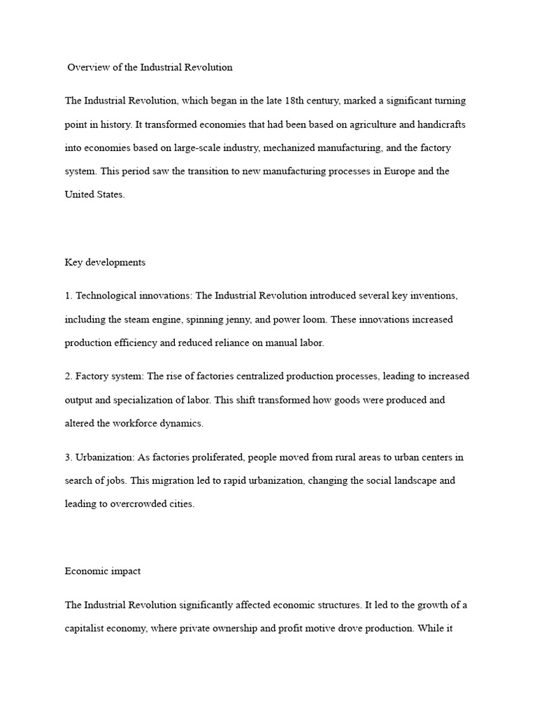 Key Impacts of the Industrial Revolution | PDF | Industrial Revolution ...