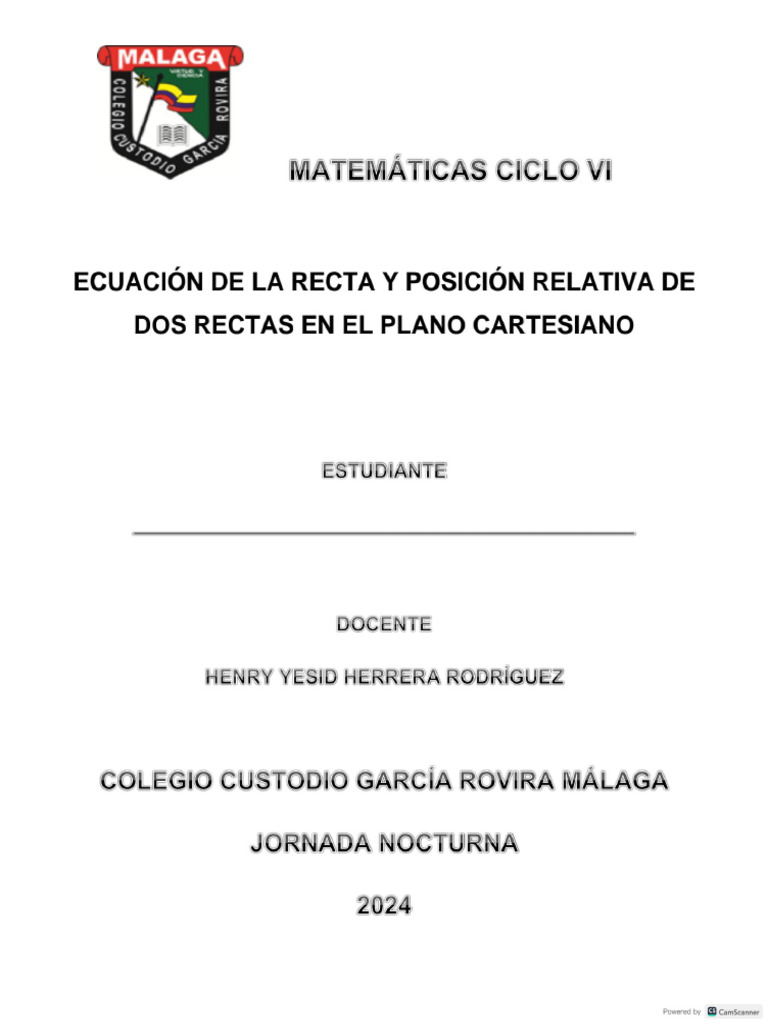 3 - Matem - Ecuaciones de La Recta - 1P - Ciclo - VI - 2024 | PDF