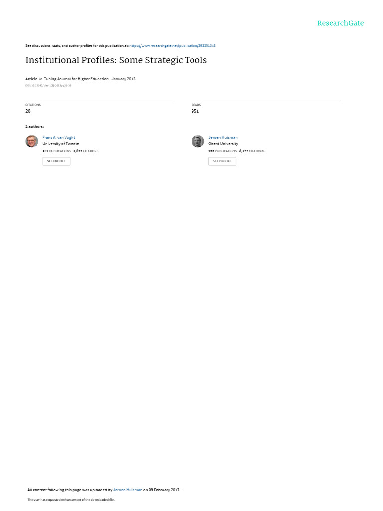 Institutional Profiles Some Strategic Tools | PDF | Innovation ...