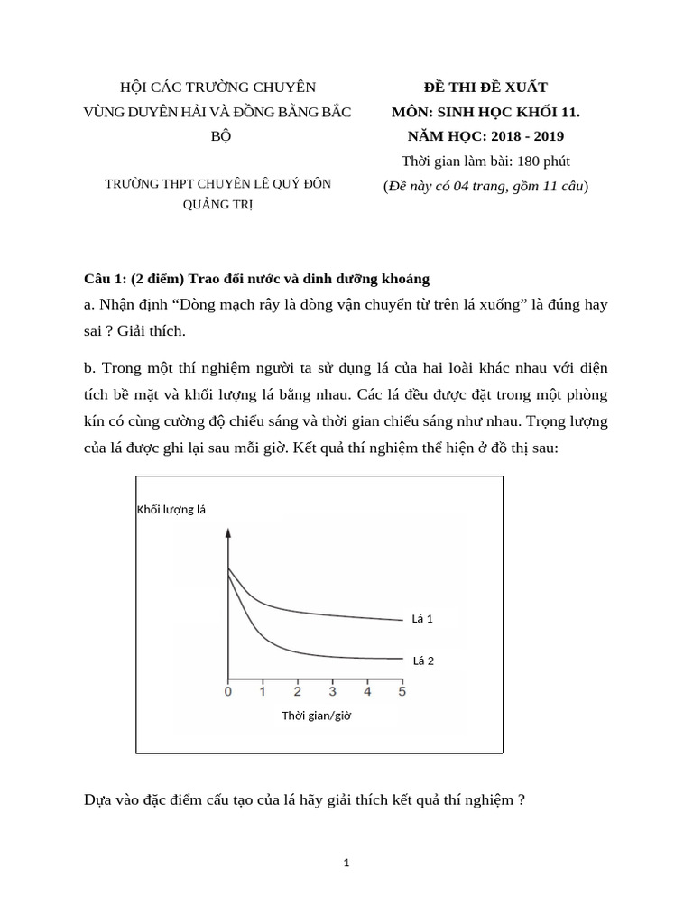 (Lib24.Vn) de Thi Chon HSG Sinh Hoc Duyen Hai Va Dong Bang Bac Bo Sinh 11 Nam Hoc 2018 2019 ...