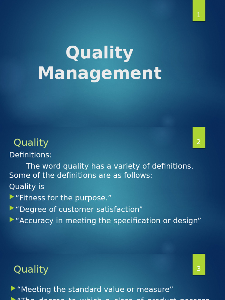Quality Management Essentials | PDF | Quality (Business) | Production ...