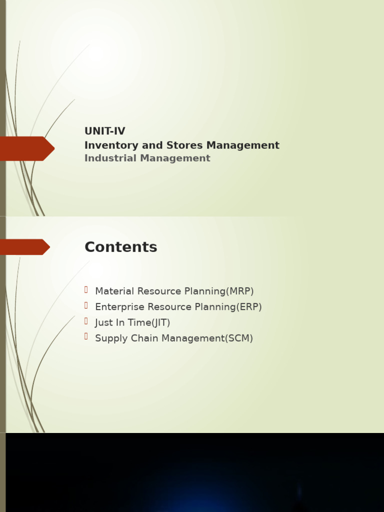 IM UNIT-IV Part-2 -MRP, ERP | PDF | Lean Manufacturing | Enterprise Resource Planning