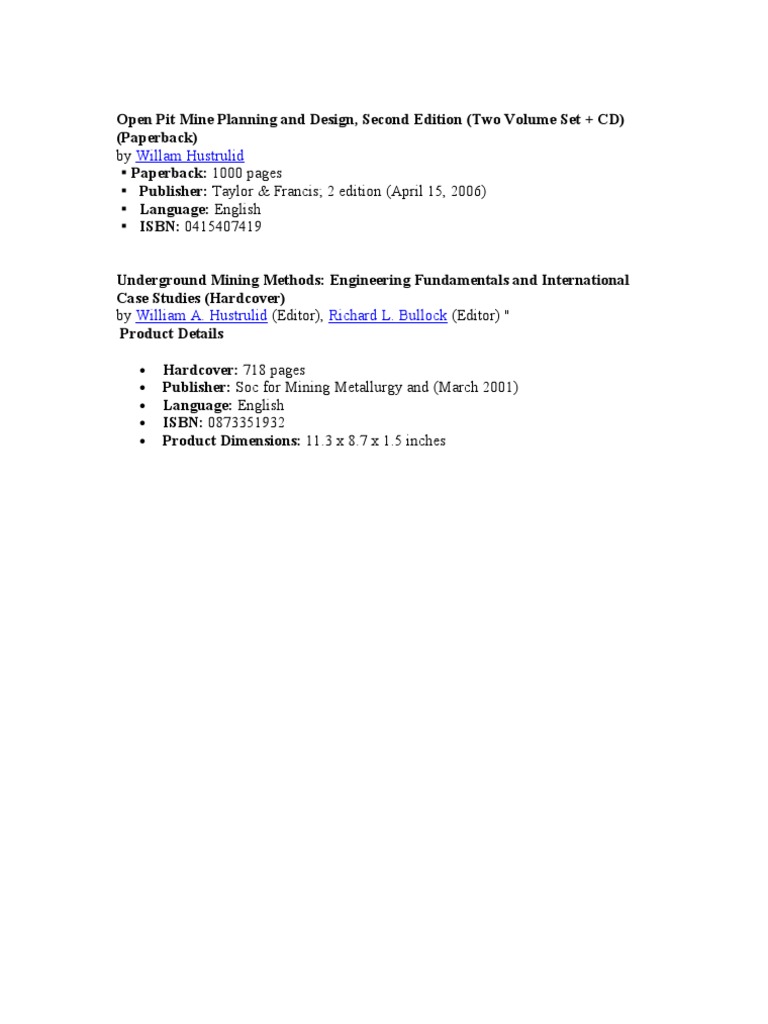 Open Pit Mine Planning and Design | PDF