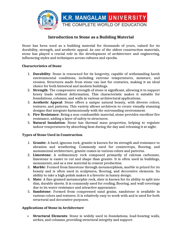 Stone: Timeless Building Material | PDF | Rock (Geology) | Building ...