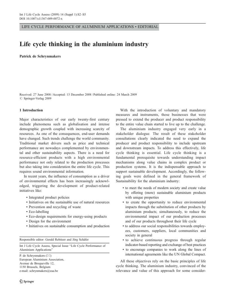 Life Cycle Assessment in Aluminium Industry | PDF | Life Cycle ...