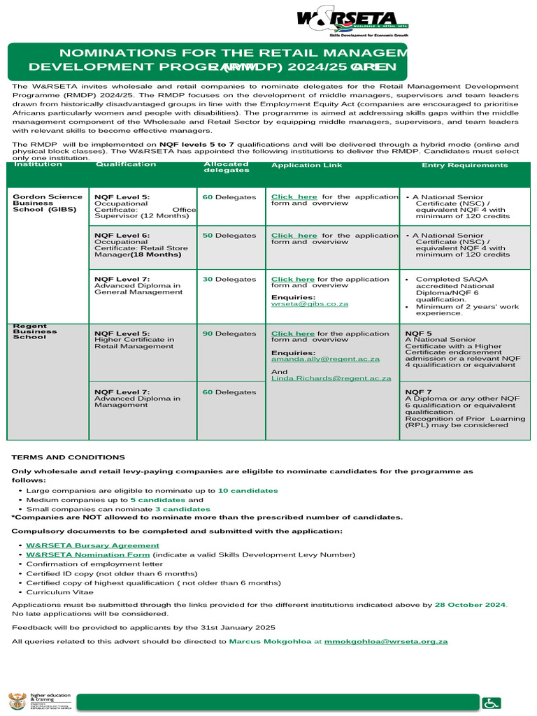 2025 RMDP Nominations Ad (1) W&R SETA | PDF | Diploma | Vocational ...
