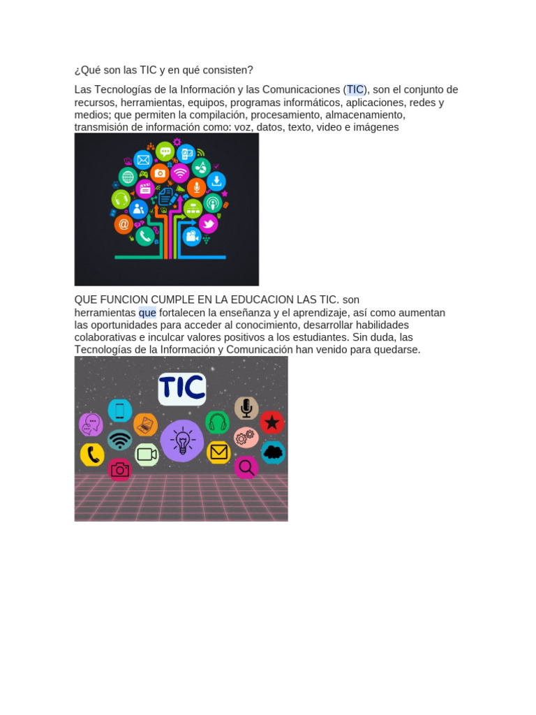 Importancia de las TIC en Educación | PDF