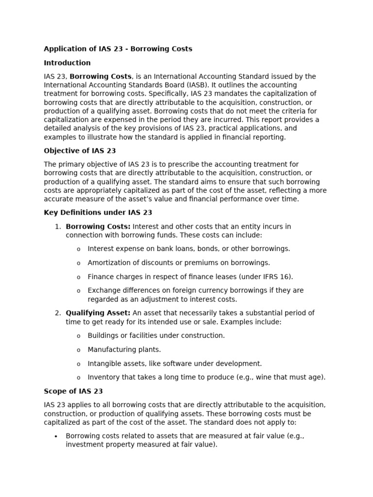 IAS 23: Capitalizing Borrowing Costs | PDF | International Financial ...