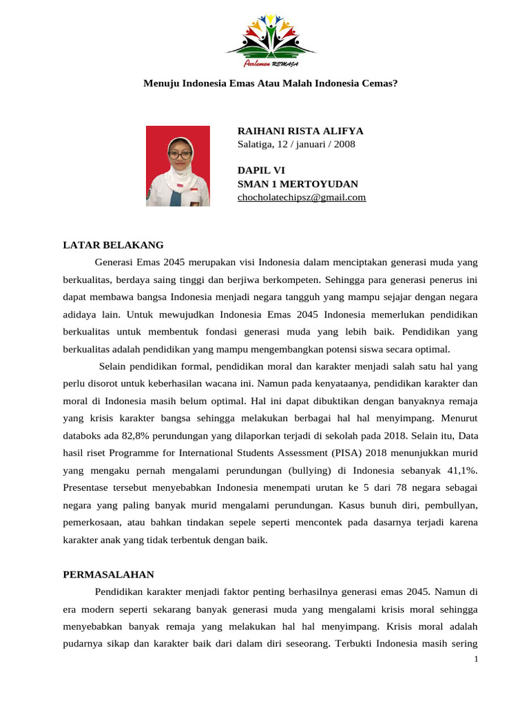 Template Esai Parlemen Remaja 2024-1 | PDF | Kesehatan Holistik