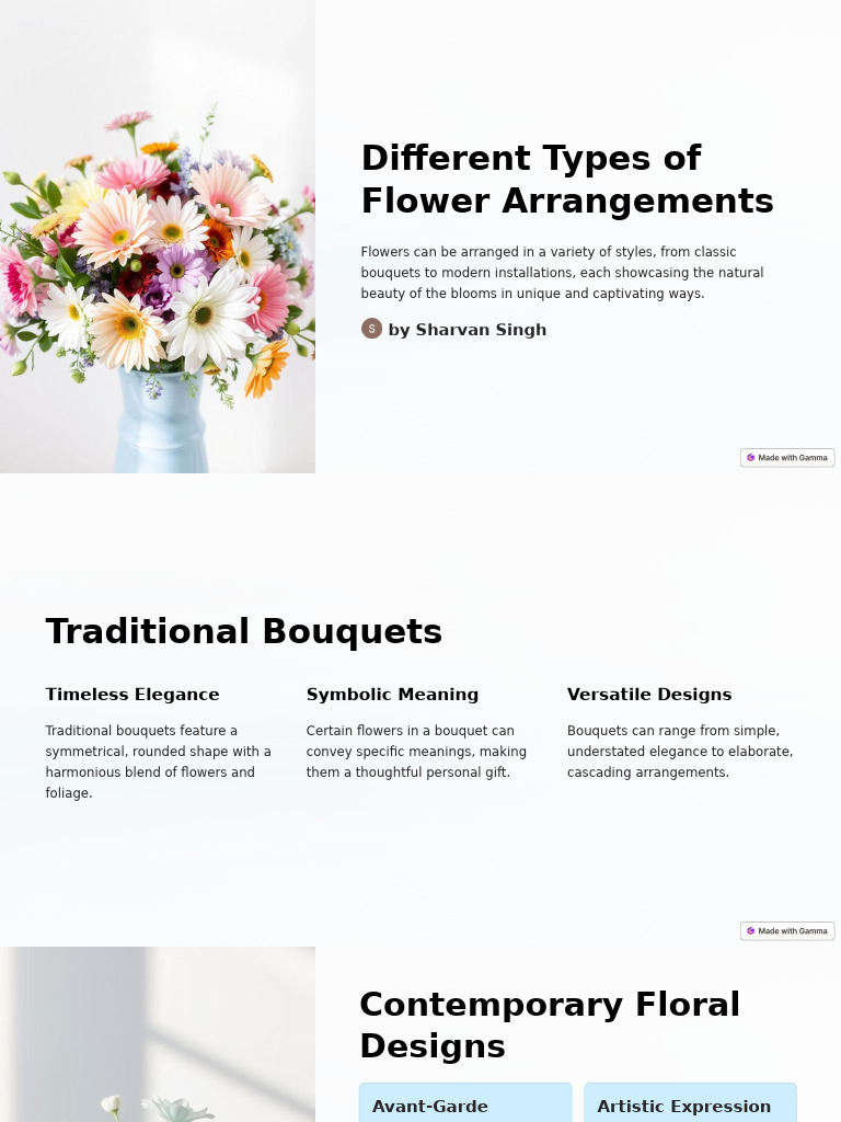 Types of Flower Arrangements Explained | PDF | Flower Bouquet | Ikebana