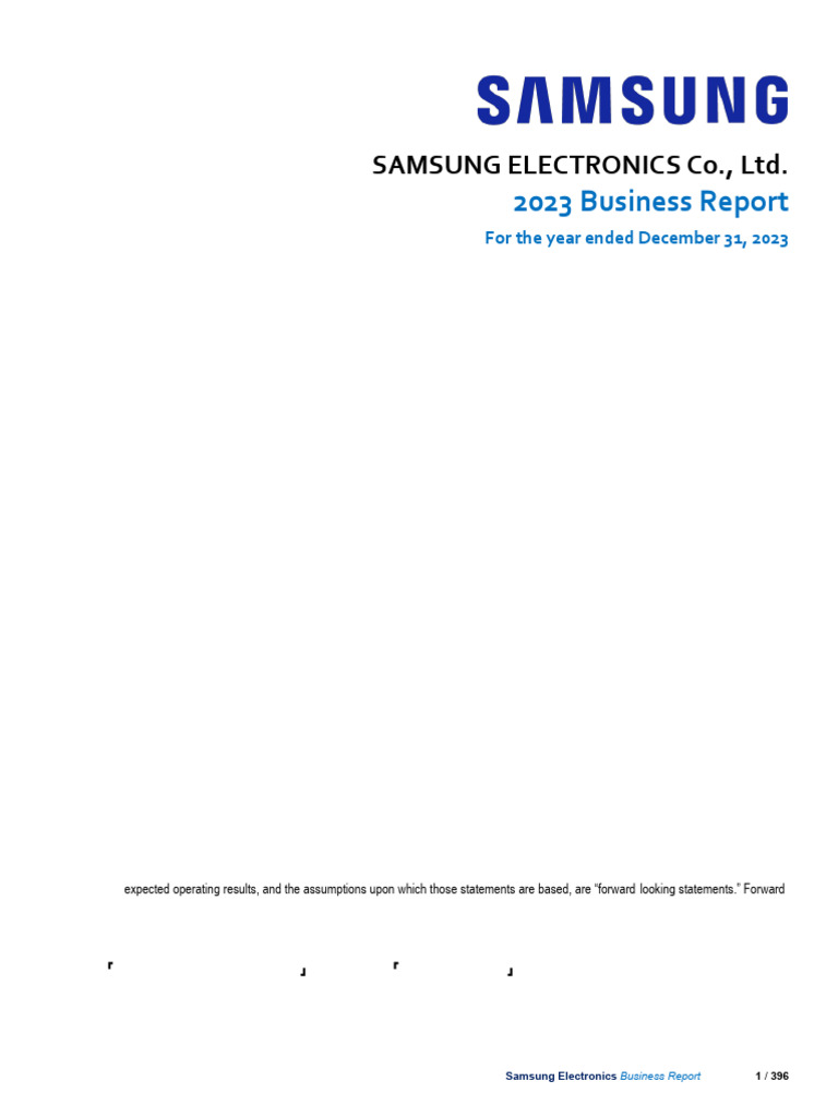 Samsung Electronics 2023 Business Report | PDF | Credit Rating | Stocks