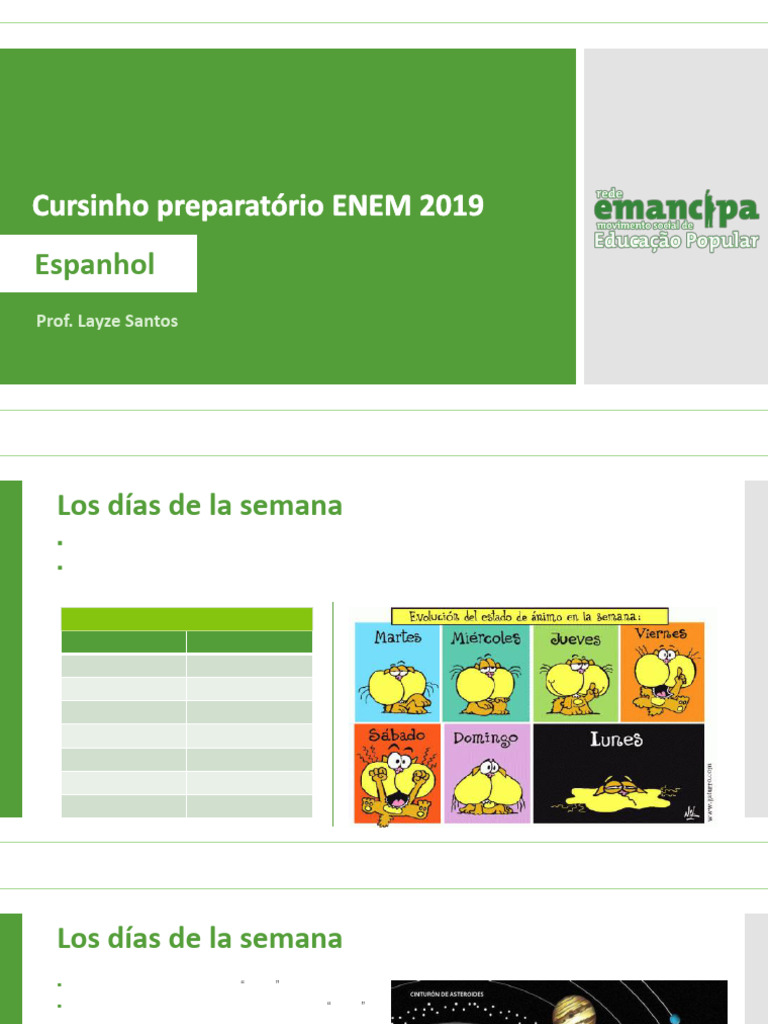 Los Días de La Semana y Meses Del Año | PDF | Astronomía
