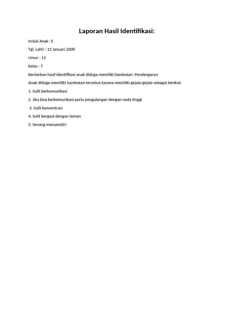 Laporan Identifikasi E | PDF