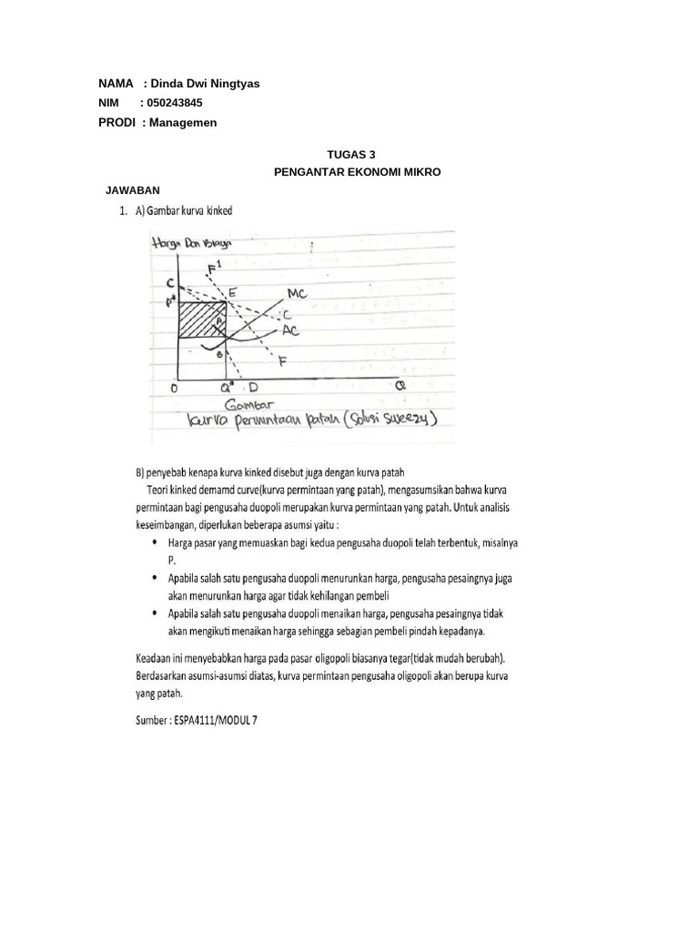 Tugas 3 Pengantar Ekonomi Mikro | PDF