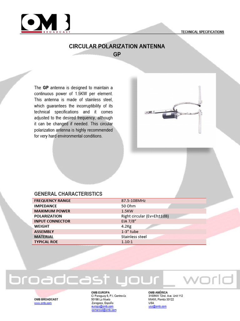 GP-1_ING-2 (1) | PDF | Antenna (Radio) | Broadcast Engineering