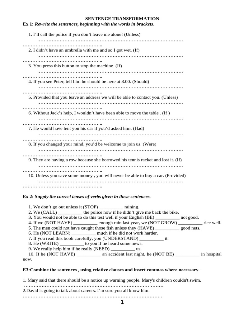 Sentence Transformation | PDF | History