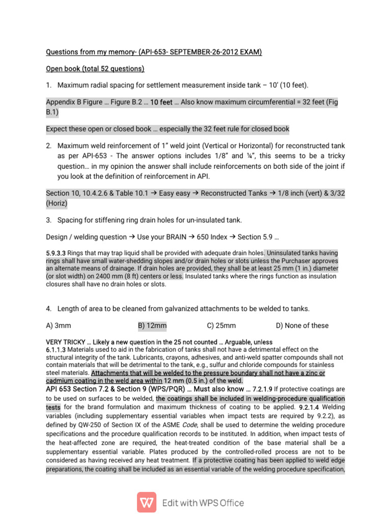 API 653 Qustion | PDF