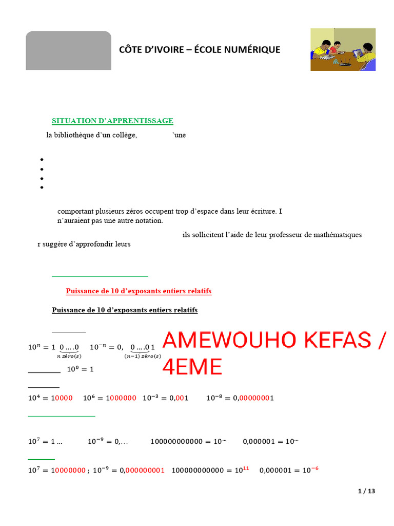 Nombres Décimaux Relatifs en 4ème | PDF | Entier relatif | Entier naturel