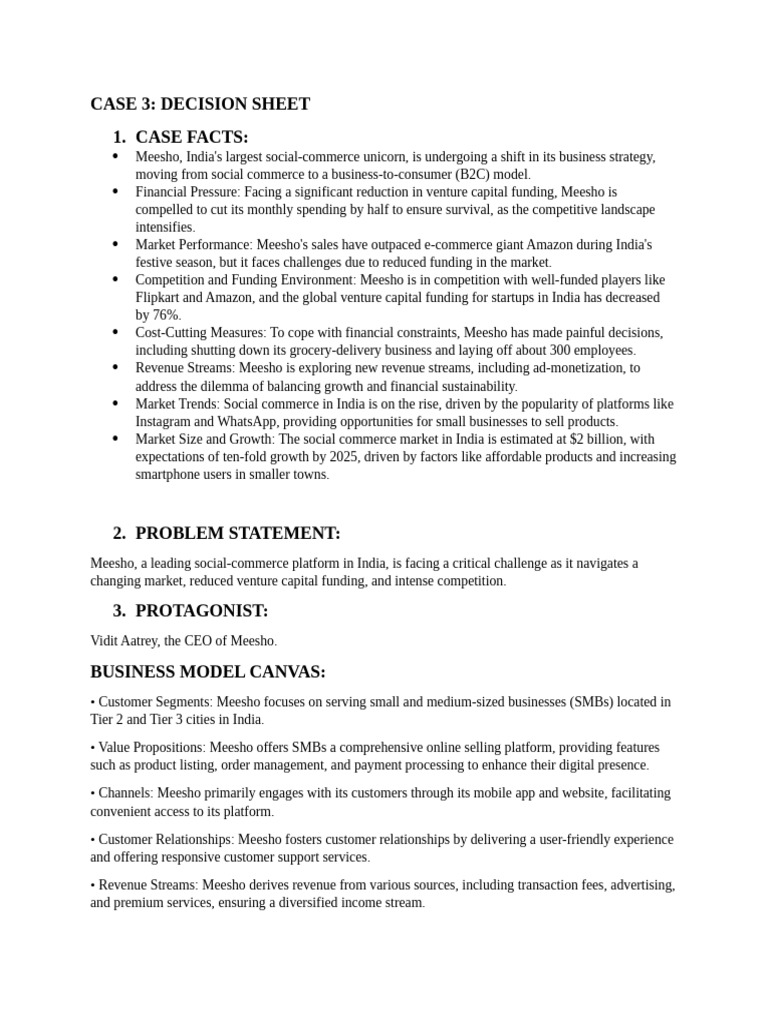 CASE 3 DECISION SHEET BHOOMIKA 2328015 | PDF | E Commerce | Retail