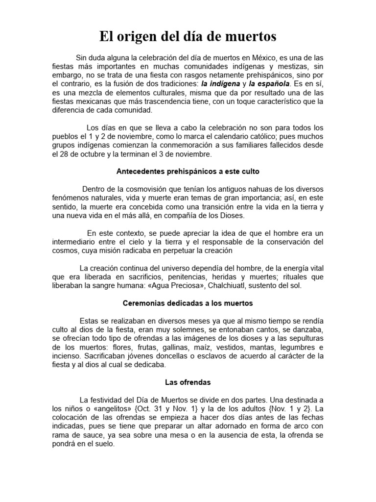 ORIGEN DEL DIA DE MUERTOS | PDF