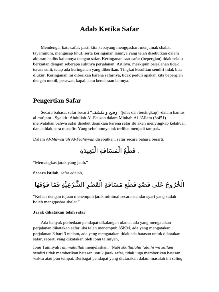 Adab Ketika Safar | PDF