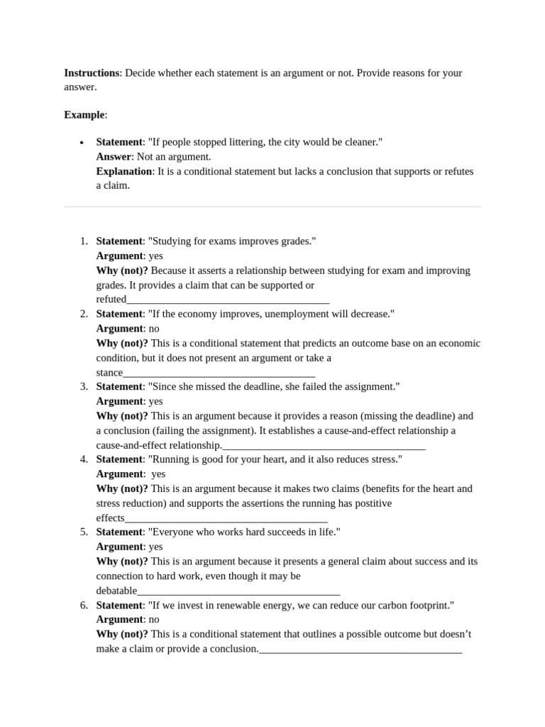 What Not An Argument Exercise | PDF | Argument