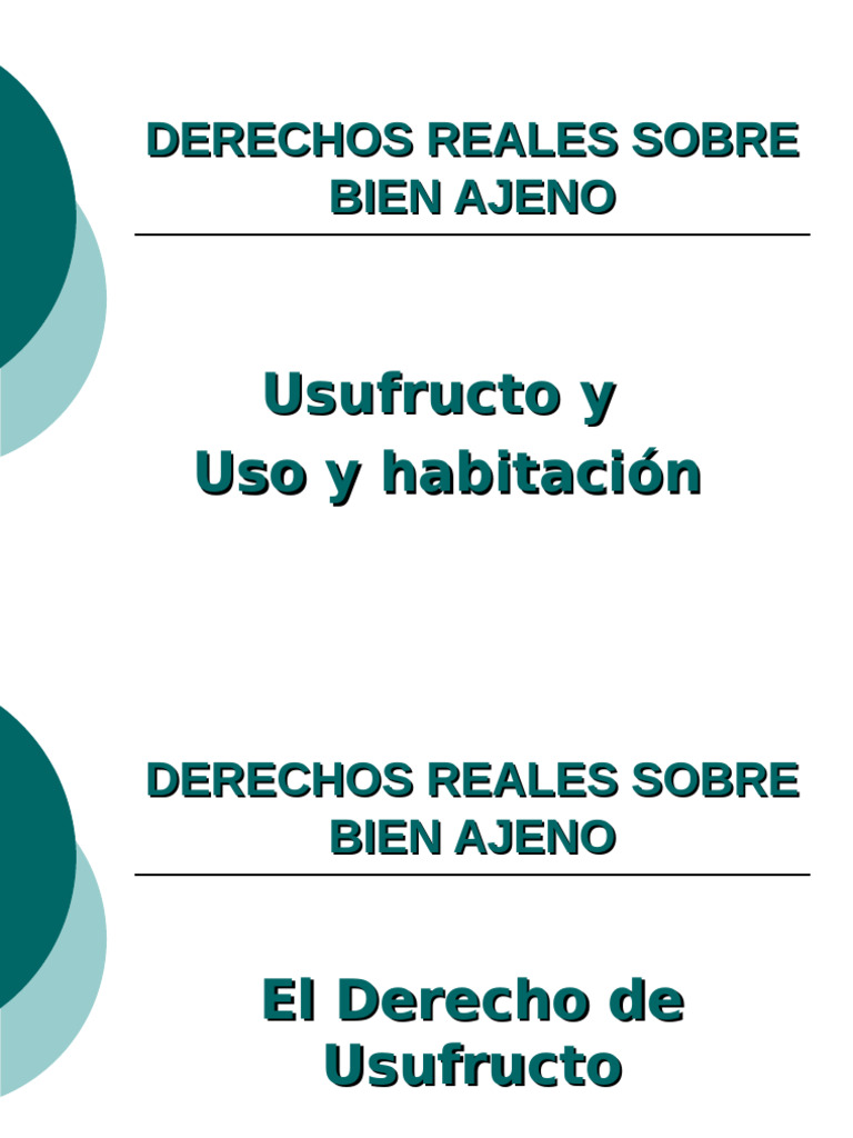 Usufructo Uso y Habitacion | PDF | Derecho Civil (Common Law ...