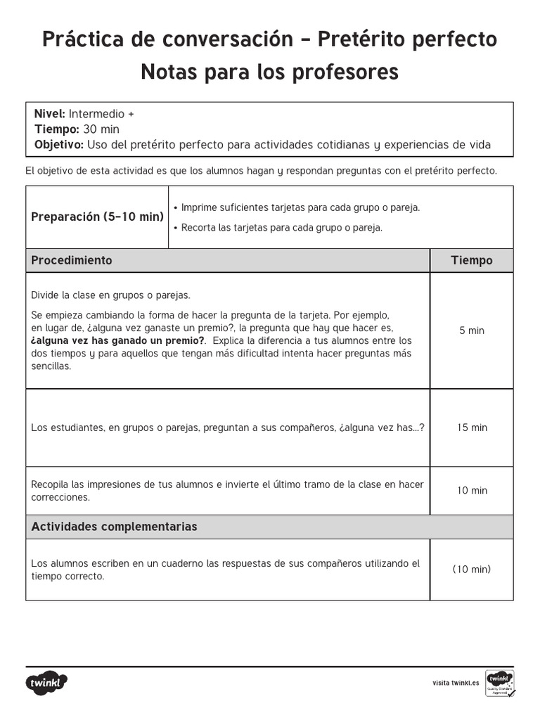 el-preterito-perfecto-tarjetas | PDF