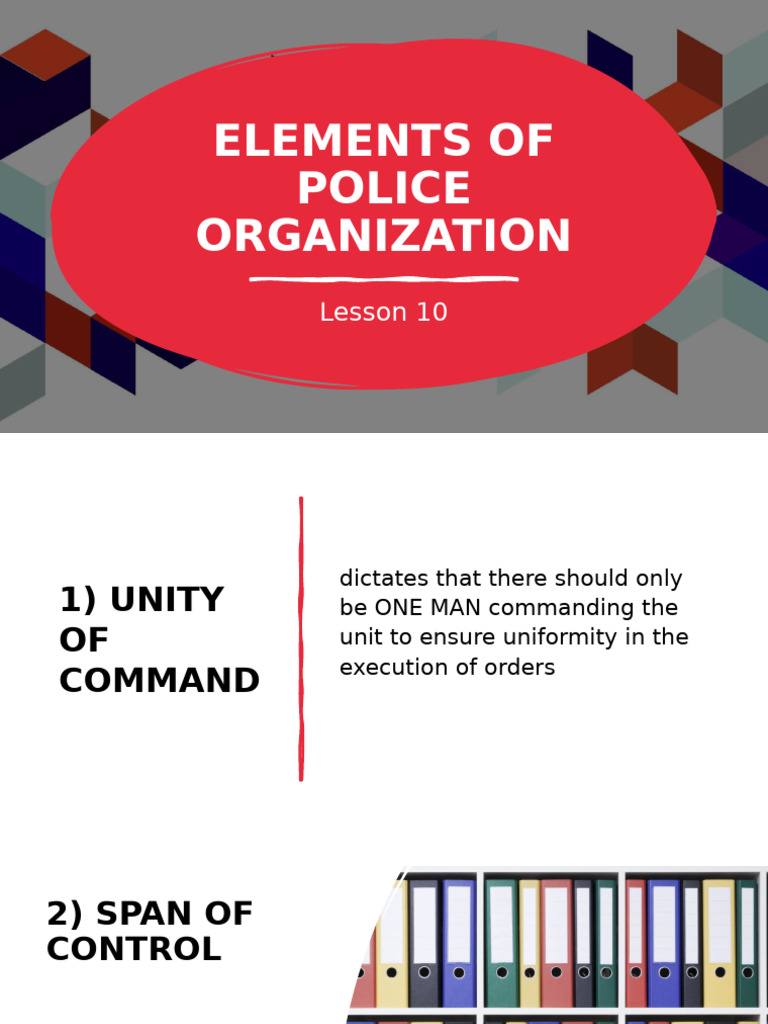Elements of Police Organization Lesson 10 | PDF