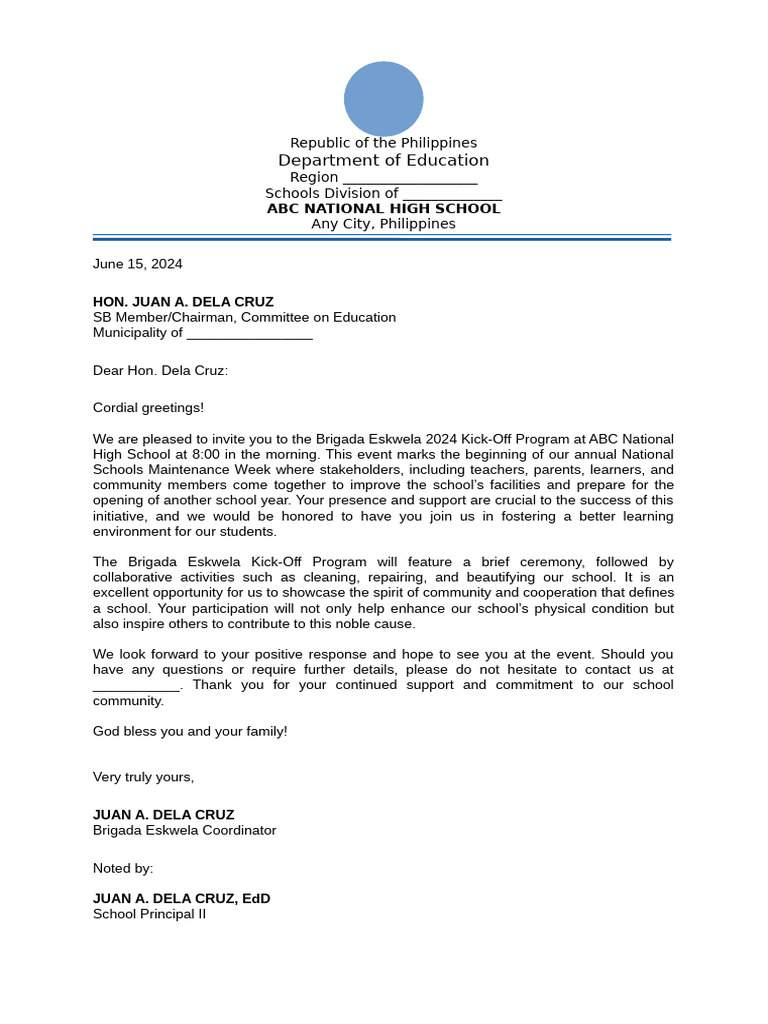 Sample Invitation For Stakeholders During The Kick Off Program | PDF