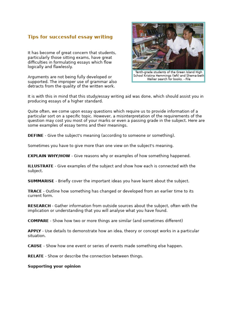 Tips For Successful Essay Writing | PDF | Essays | Reason