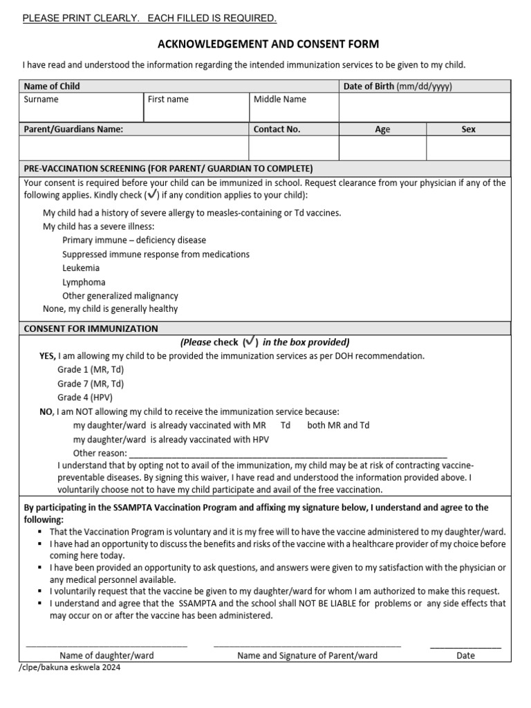 02_Bakuna Eskwela Consent Form | PDF | Consent | Vaccines