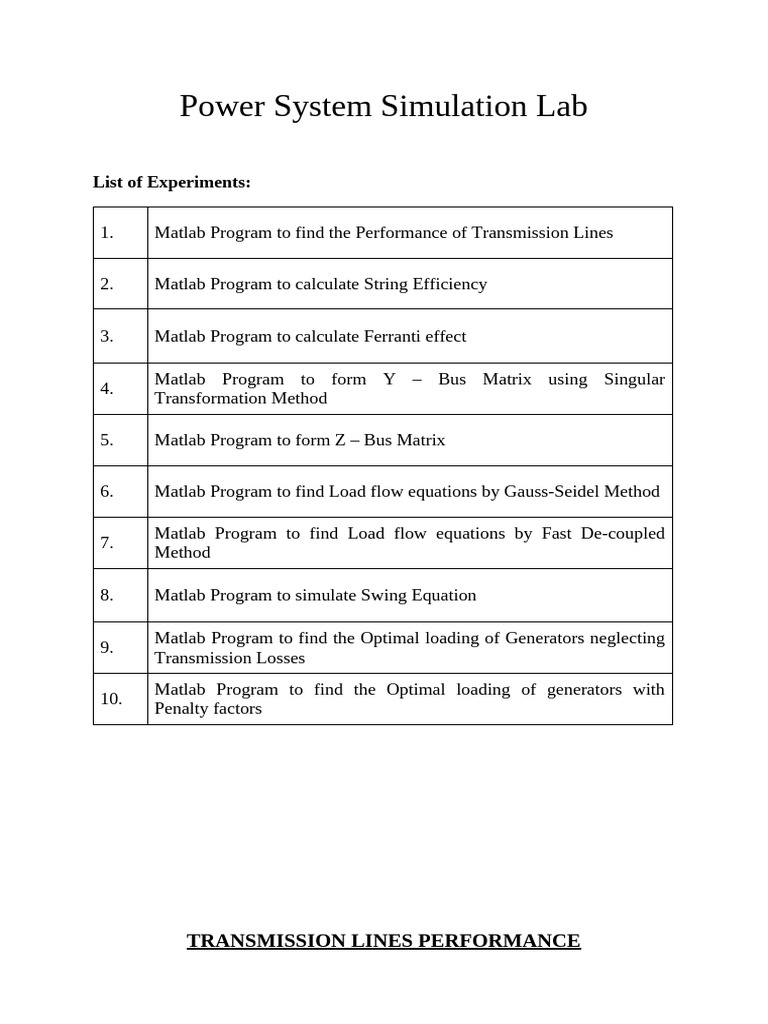 PSS Lab Manual | PDF | Electric Power Transmission | Transmission Line