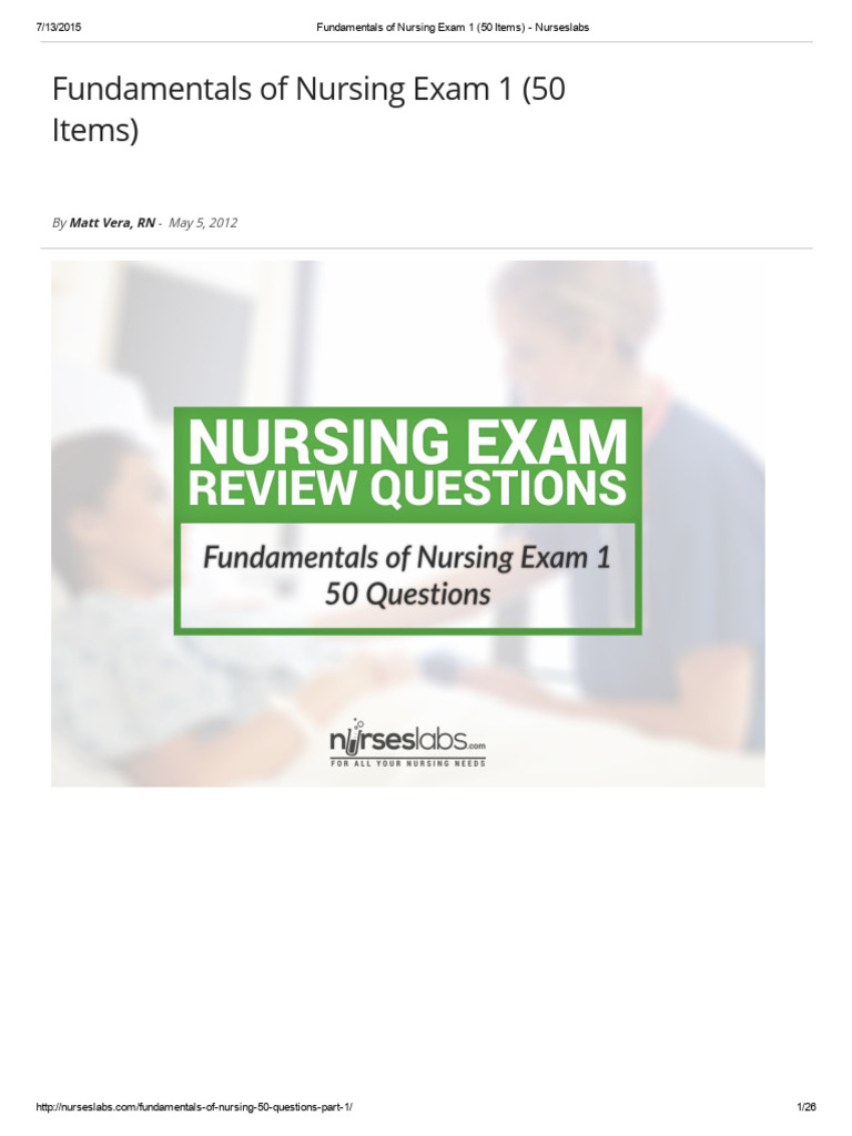 Fundamentals of Nursing Exam 1 | PDF | Physical Examination | Nursing