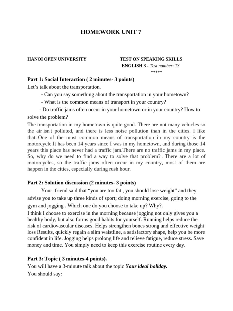 HOMEWORK UNIT 7 | PDF | Vacation | Cuisine