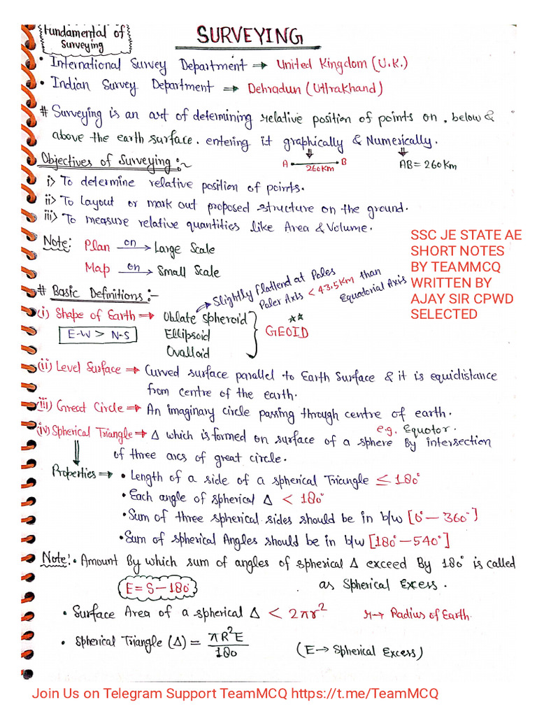 Surveying Short Notes Handwritten TeamMCQ_241103_101403 | PDF