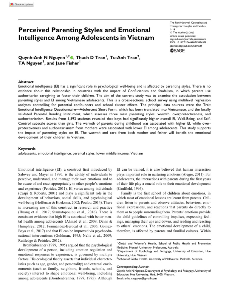 2019.perceived Parenting STyle and EI Among Adolescents - The Family J ...
