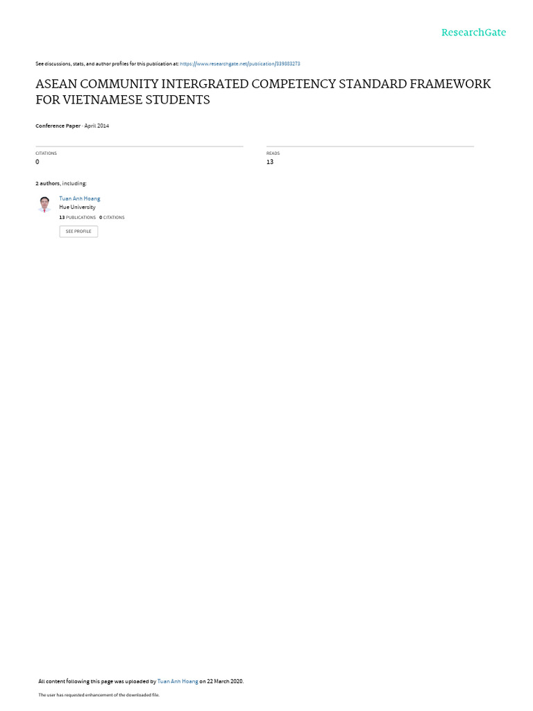 ASEAN Competency Framework for Vietnamese Students | PDF