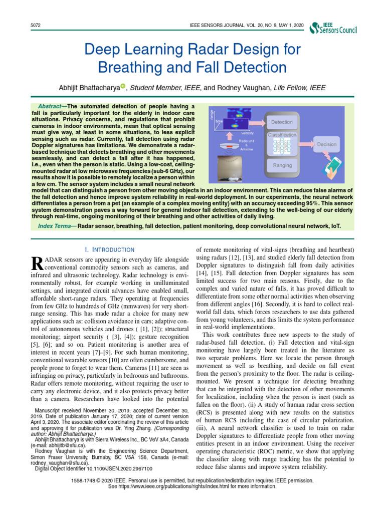 Radar-Based Fall Detection Using Deep Learning | PDF | Radar ...