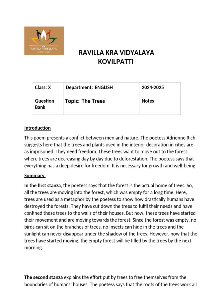 CLASS-X-THE TREES | PDF | Trees | Nature