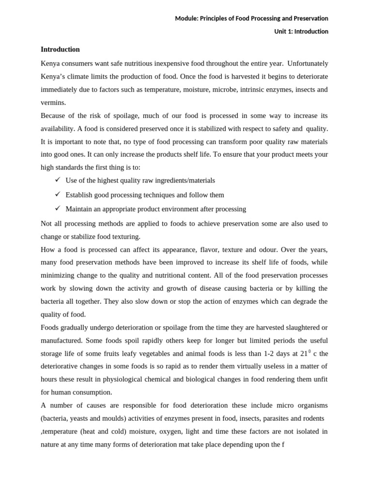 Food Processing and Preservation Basics | PDF | Food Preservation ...
