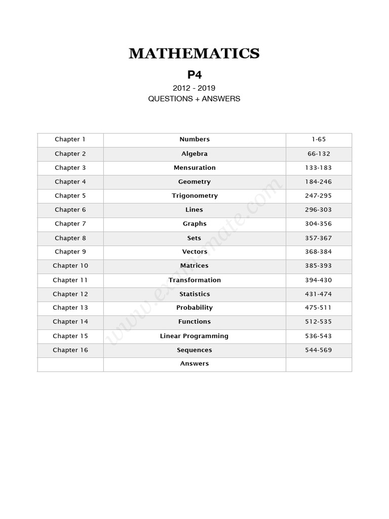 IGCSE Mathematics P4 Questions & Answers | PDF | Mathematical Physics | Applied Mathematics