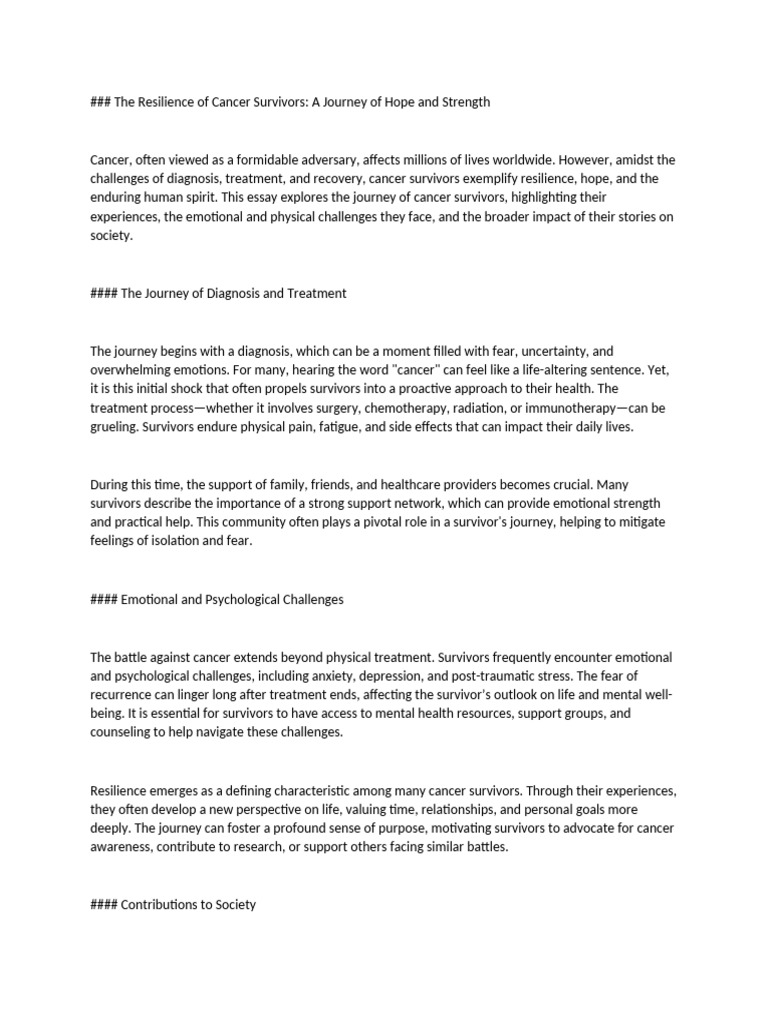 The Resilience of Cancer Survivors | PDF | Cancer Survivor ...