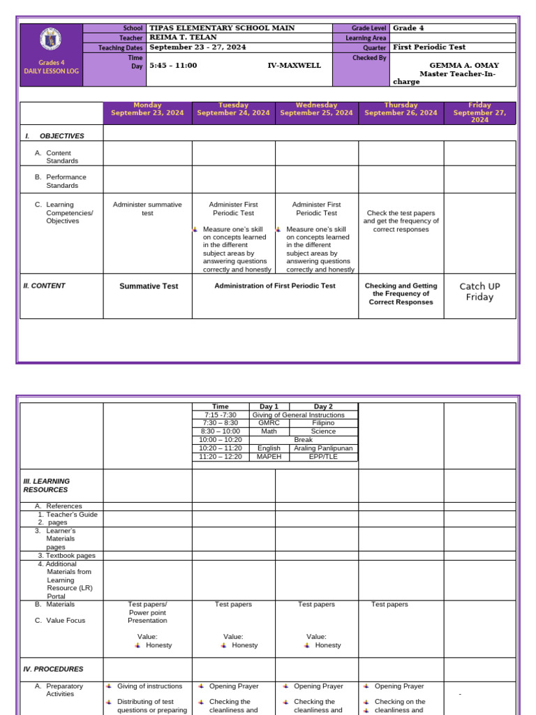 DLL Testing 1st Periodict Test 24 25 | PDF | Teachers | Human Communication